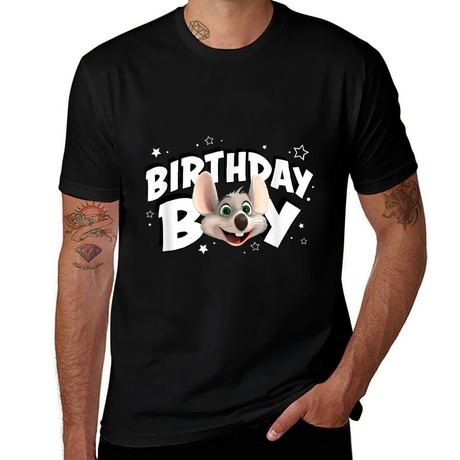 Chuck E. Cheese Birthday Boy Celebration Chuck Face Logo Relaxed-fit T ...