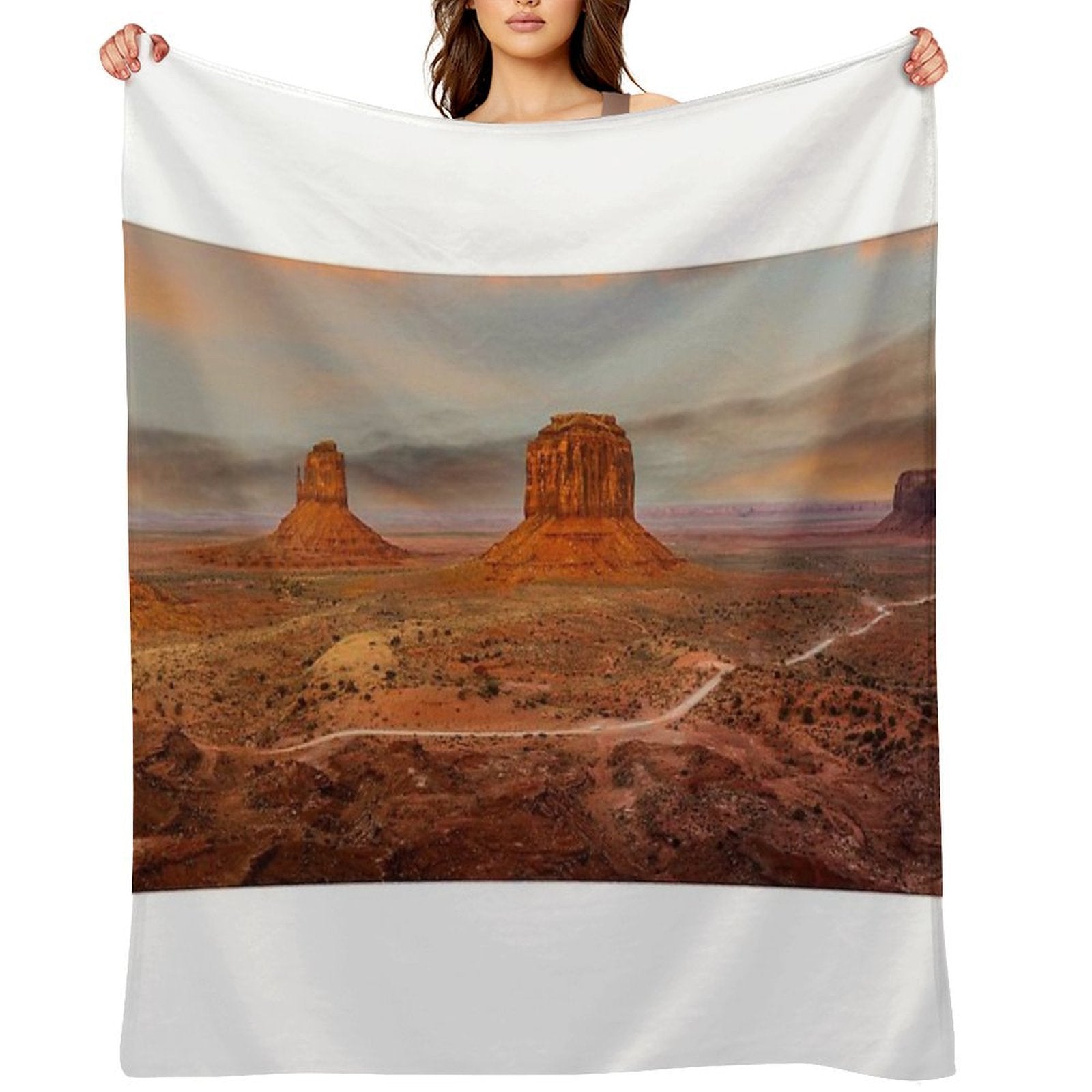 Monument Valley from John Wayne Point at Sunset All-season Throw Blank ...
